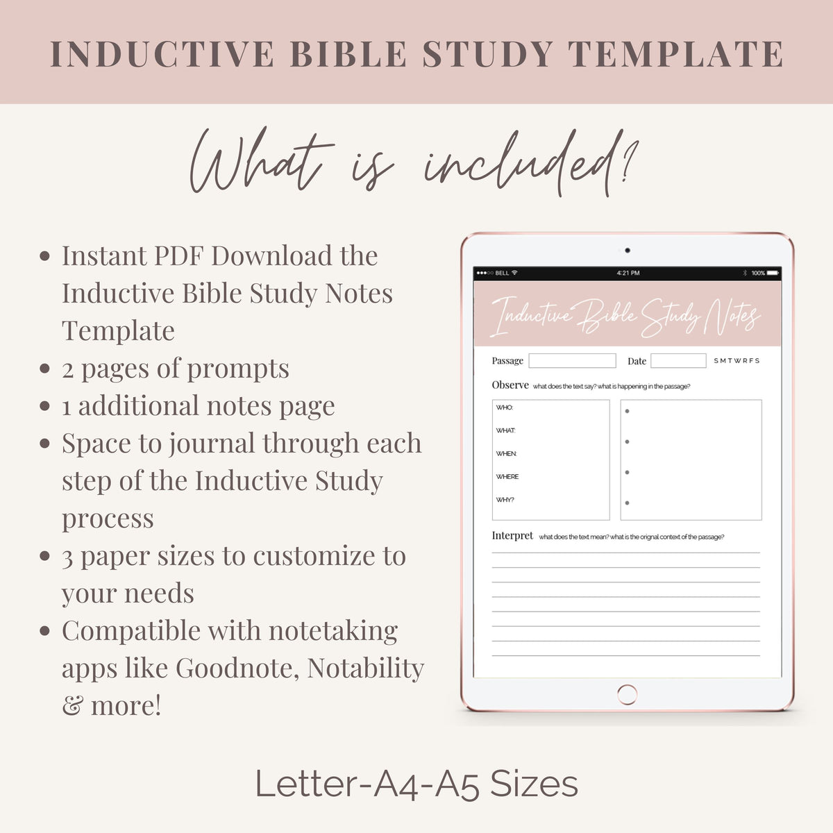 Inductive Bible Study Journal | Instant Download – Faithfully Planted