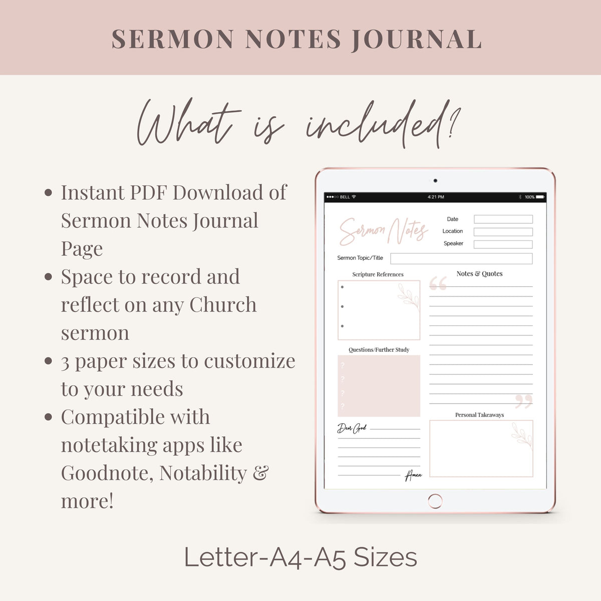 Sermon Notes Journal PDF | Instant Download – Faithfully Planted